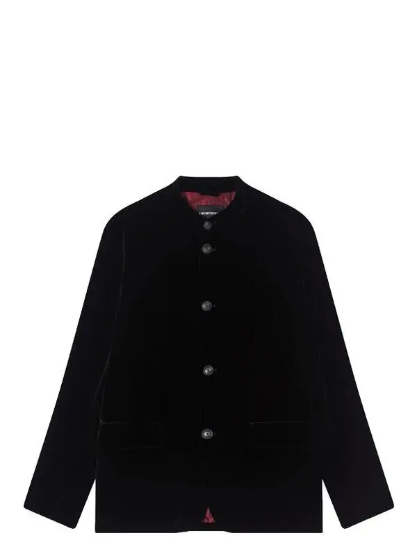 Emporio Armani Chenille Jacket With Guru Collar - Black