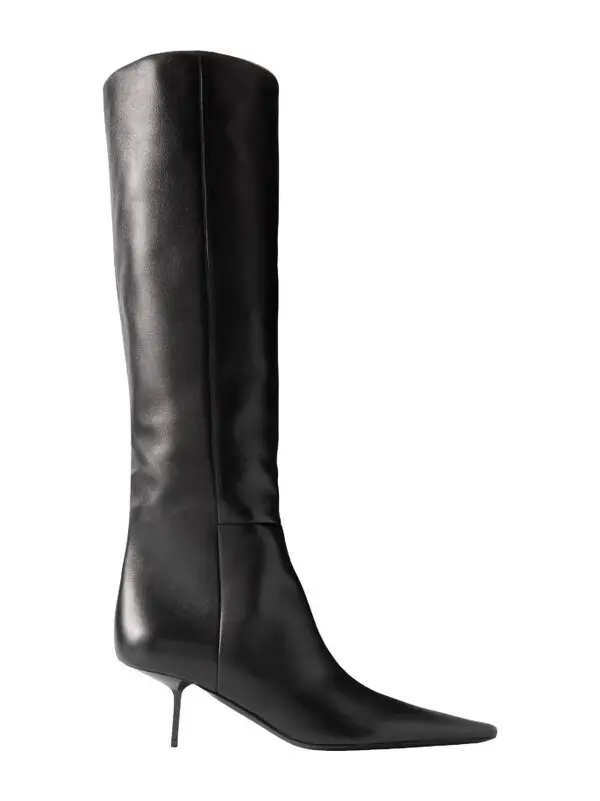 Saint Laurent Victoire Leather Knee Boots - Black