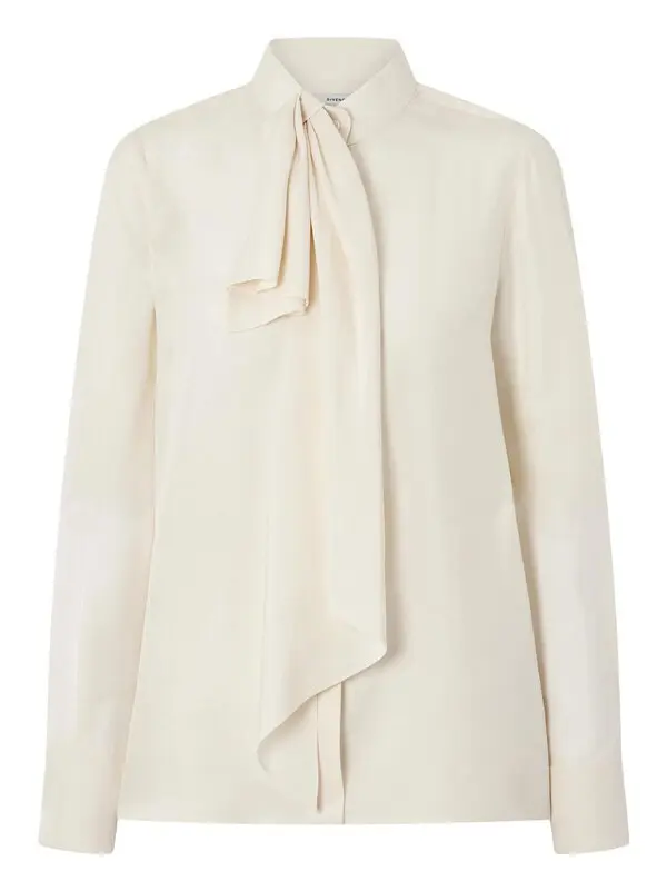 Givenchy Pussy-bow Draped Silk Blouse - Neutrals