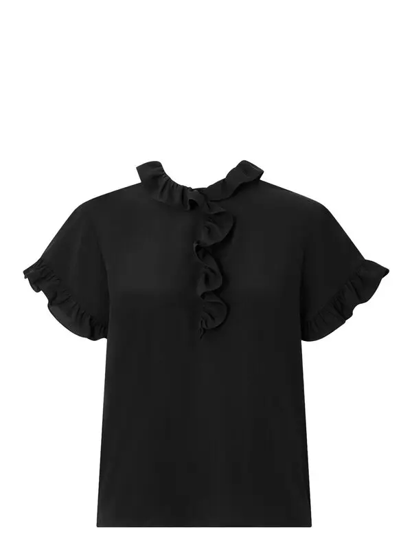 Chloé Ruffled Silk Crepe De Chine Blouse - Black
