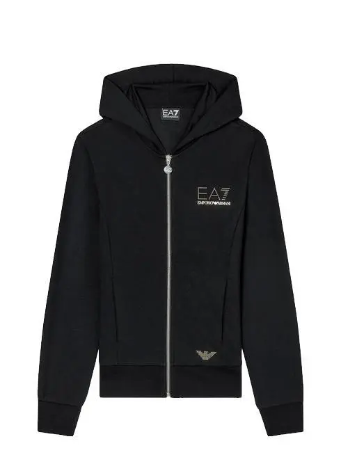 EA7 Evolution Viscose-blend Hooded Sweatshirt - Black