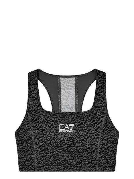 EA7 Sports Bra In Vigor7 Technical Fabric - Black / White / Pink / Gray