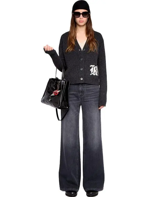 Zadig&Voltaire Masy Merino Wool Cardigan - Black / Silver