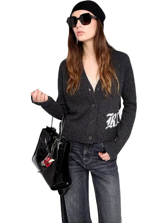 Zadig&Voltaire Masy Merino Wool Cardigan - Black / Silver