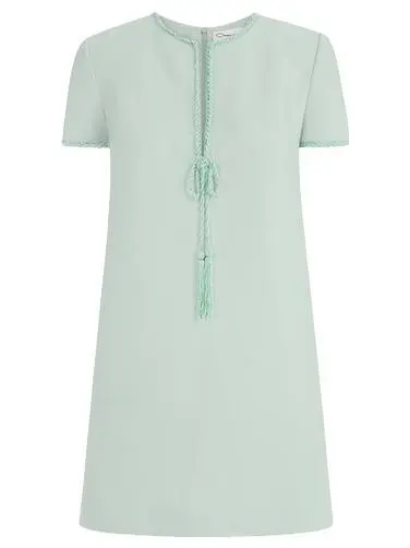 Oscar De La Renta Beaded Bow Detail Shift Dress - Natural