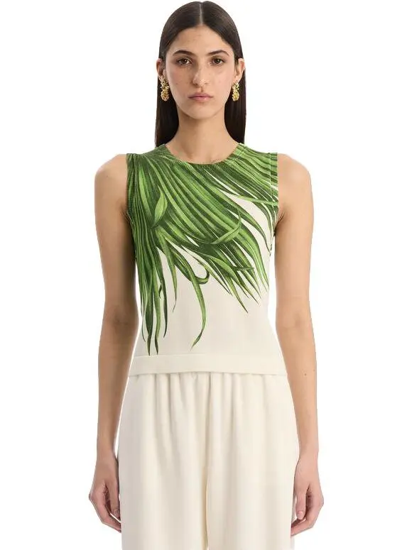 Oscar De La Renta Palm Leaves Tank - Natural