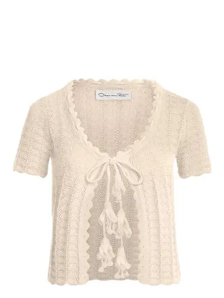 Oscar De La Renta Pointelle Weave Cardigan - Red