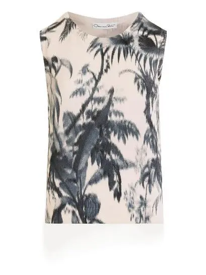 Oscar De La Renta Chiné Palm Leaves Tank - Natural