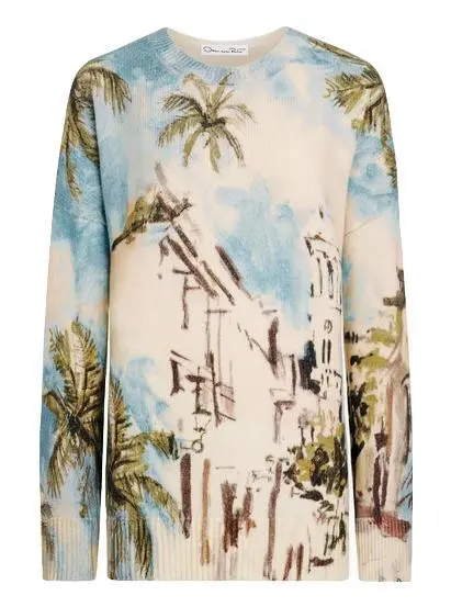 Oscar De La Renta Dominican Landscape Oversized Pullover - Natural