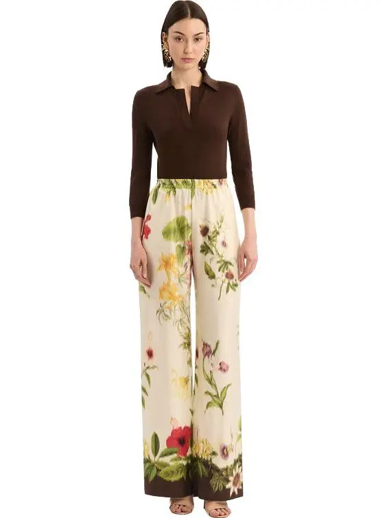 Oscar De La Renta Dominican Mixed Print Wide Leg Pant - Floral