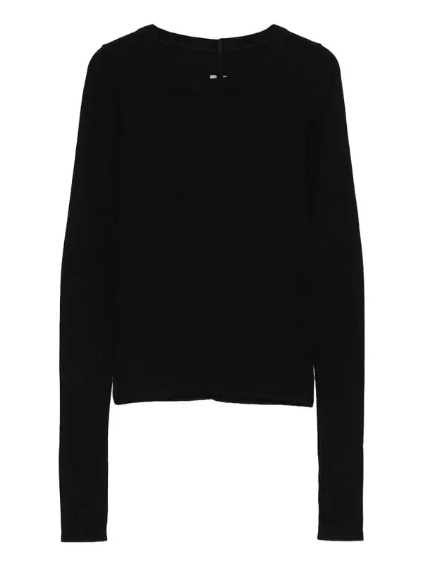 Rick Owens Cropped Ribbed Long-sleeve T-shirt - Black