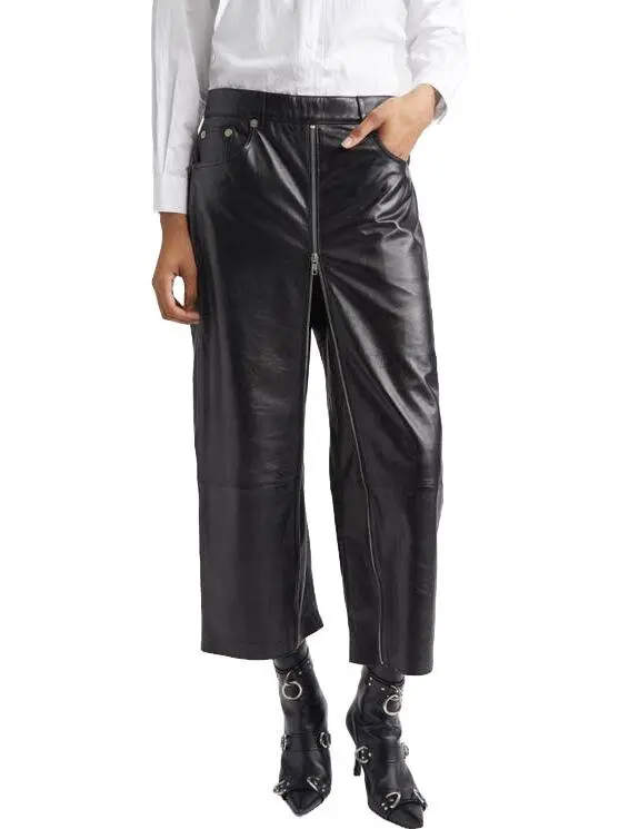 R13 Leather Skirt Pants - Black