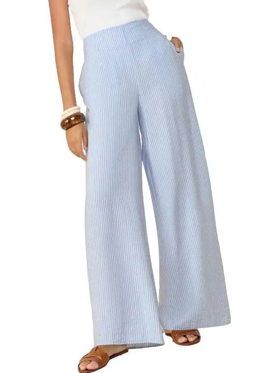 FRIENDS LIKE THESE Stripe Wide Leg Pants - Blue