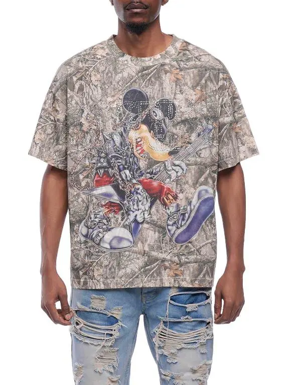ROLLING LOUD Chaos Rhinestone Embellished Graphic T-shirt - Camo