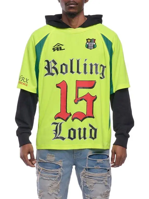 ROLLING LOUD Victory Jersey Layered Hoodie - Volt