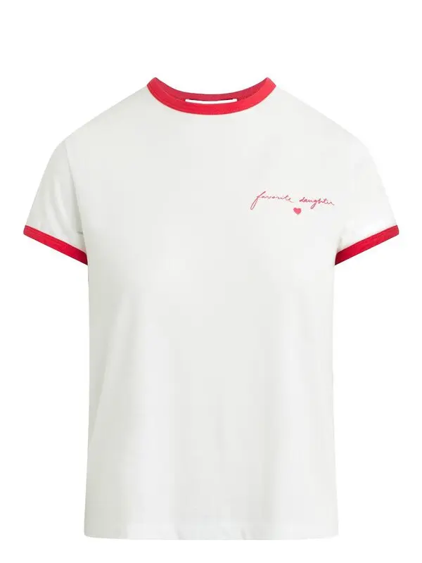FAVORITE DAUGHTER Signature Crest Ringer T-shirt - White/rouge Red