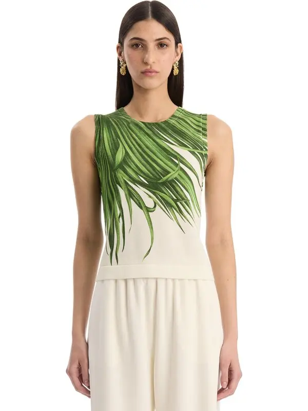 Oscar De La Renta Palm Leaves Tank - One-color
