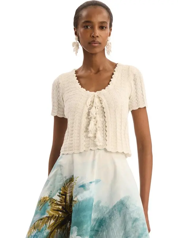 Oscar De La Renta Pointelle Weave Cardigan - One-color