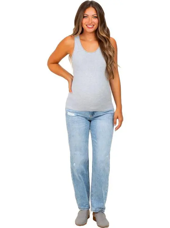 PINKBLUSH High-rise Ankle Boyfriend Maternity Jeans - Light Blue