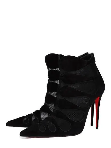 CHRISTIAN LOUBOUTIN Circus Max Pointed Toe Bootie - B439 Black/lin Black