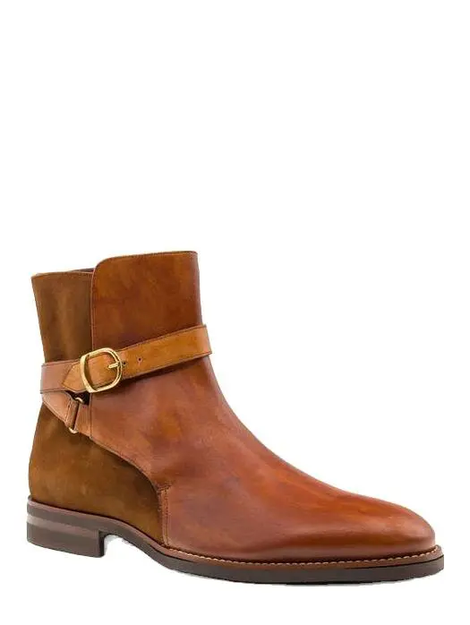 ZELLI ITALIA Jodhpur Buckle Strap Leather Boots - Cognac