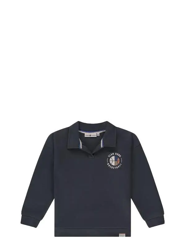 STAINS AND STORIES BY BABYFACE Basketball Emblem Polo Sweatshirt - Antra