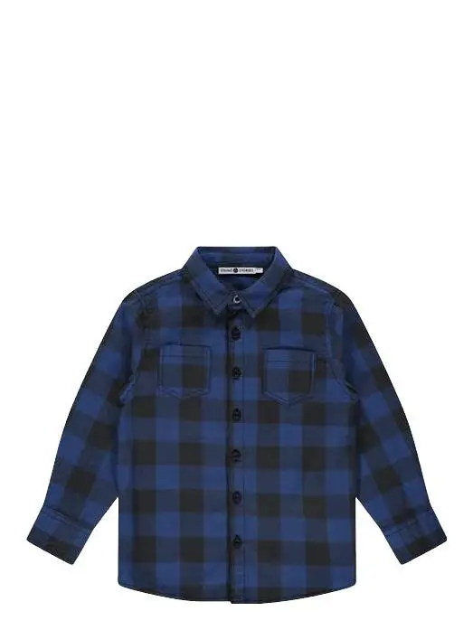 STAINS AND STORIES BY BABYFACE Check Button Up Shirt - Blue
