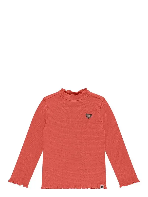 STAINS AND STORIES BY BABYFACE Ribbed Mock Neck Long Sleeve Shirt - Grapefruit