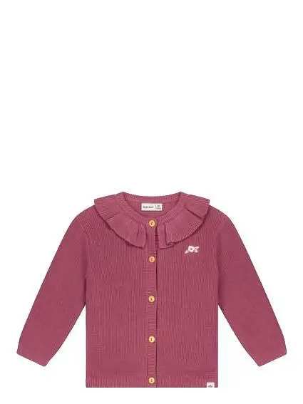 BABYFACE Knit Cardigan With Ruffle Collar - Burgundy