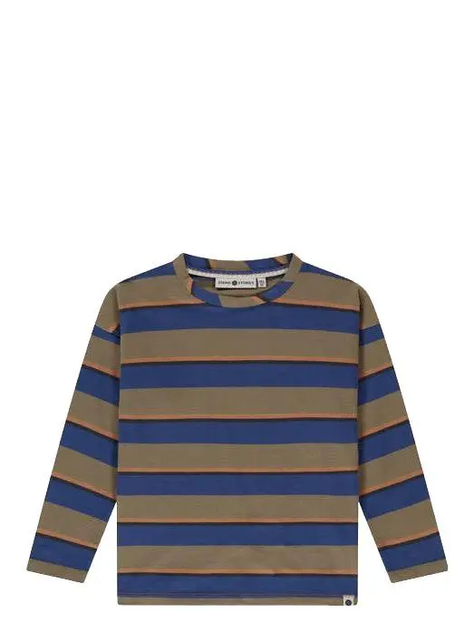 STAINS AND STORIES BY BABYFACE Multicolor Stripe Long Sleeve T-shirt - Camel