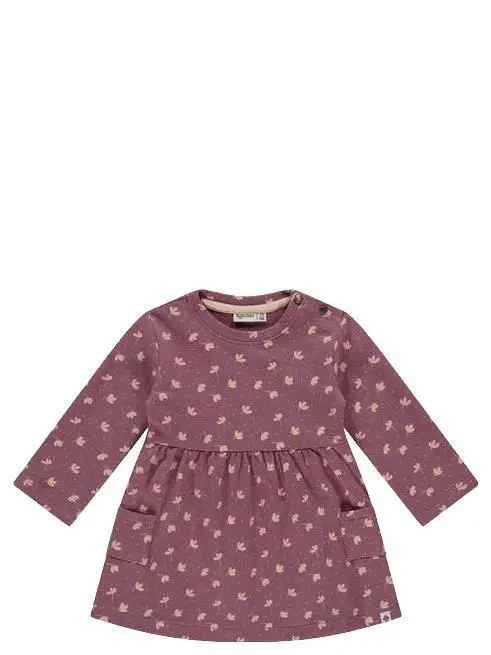 BABYFACE Allover Floral Long Sleeve Dress - Burgundy