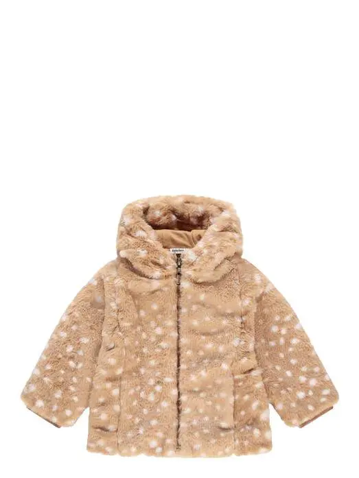 BABYFACE Deer Print Faux Fur Jacket - Nude