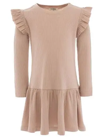 BANBLU Modal Ruffle Long-sleeve Dress - Blush Pink