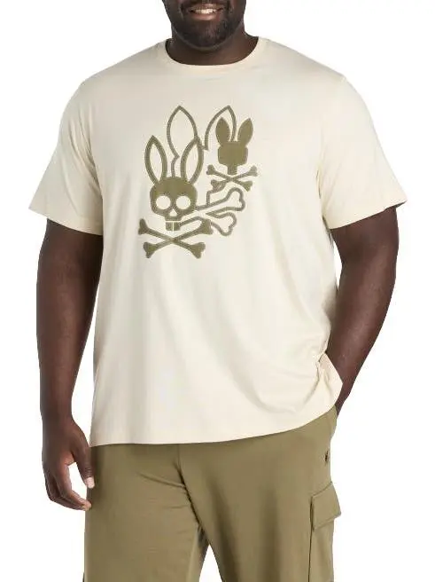 Psycho Bunny Big & Tall Aussie Graphic Tee - White Cap Grey