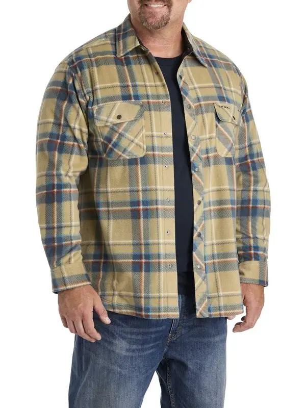 O'Neill Big & Tall Glacier Plaid Superfleece Flannel Shirt Jacket - Twill