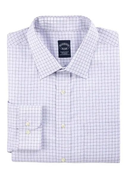 Brooks Brothers Big & Tall Non-iron Tattersall Dress Shirt - Purple