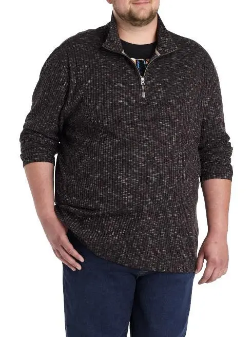 ROBERT GRAHAM DXL Big & Tall Quarter-zip Pullover - Black