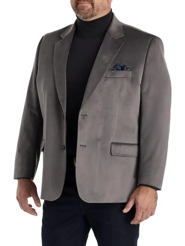 OAK HILL BY DXL Big & Tall Velvet Sport Coat - Charcoal