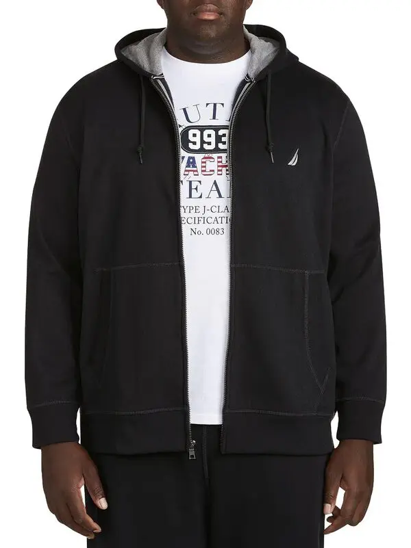 NAUTICA Big & Tall Full-zip Fleece Hoodie - True Black