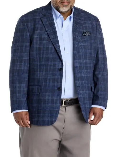 OAK HILL BY DXL Plaid Jacket-relaxer Sport Coat - Blue