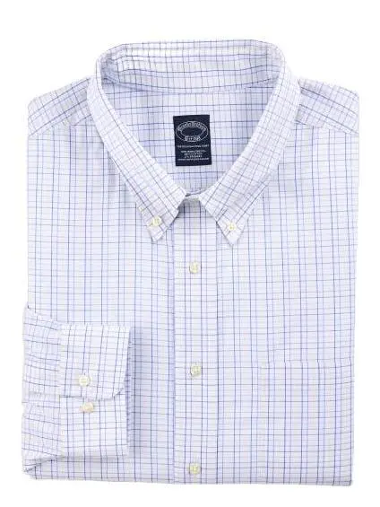Brooks Brothers Big & Tall Non-iron Tattersall Grid Dress Shirt - Yellow