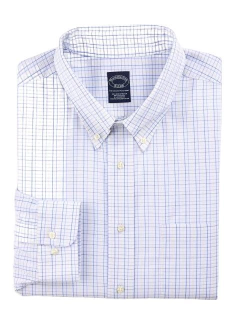 Brooks Brothers Big & Tall Non-iron Tattersall Grid Dress Shirt - Yellow