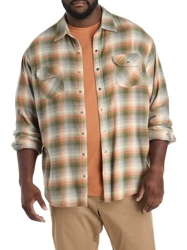 HARBOR BAY BY DXL Big & Tall Medium Plaid Flannel Sport Shirt - Multi