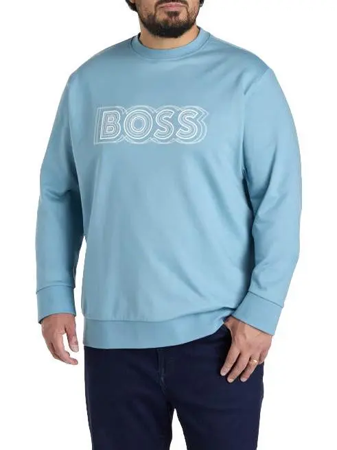 BOSS Big & Tall Soleri Crewneck Sweatshirt - Pastel Blue