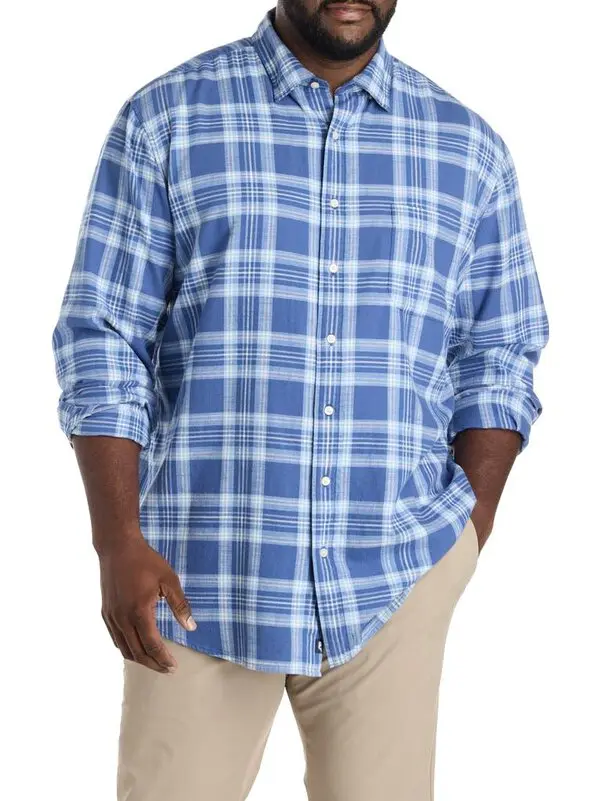 Vineyard Vines Big & Tall Miacomet Plaid Island Sport Shirt - Moonshine
