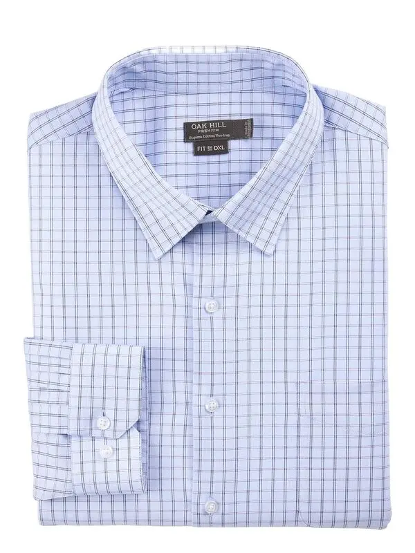 OAK HILL PREMIUM BY DXL Big & Tall Elevated Check Dress Shirt - Blue