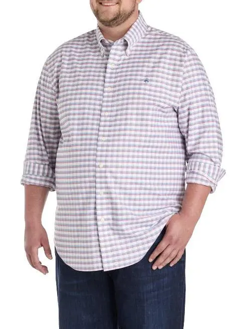 Brooks Brothers Big & Tall Non-iron Check Sport Shirt - Grphchck Ivry Rd Grn