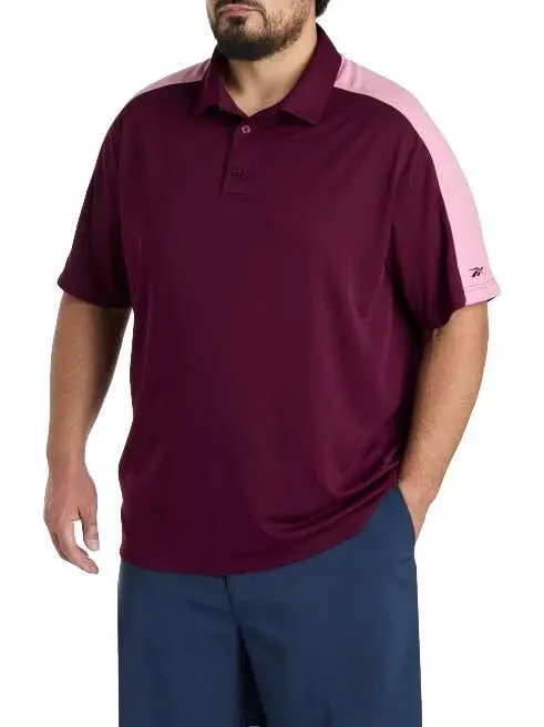 REEBOK Big & Tall Colorblocked Polo Shirt - Black Cherry