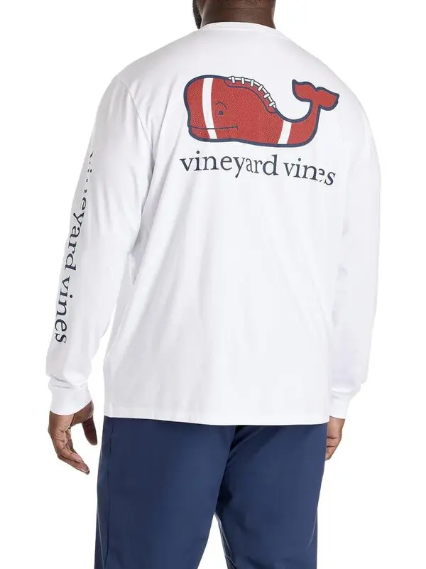 Vineyard Vines Big & Tall Football Long-sleeve T-shirt - White
