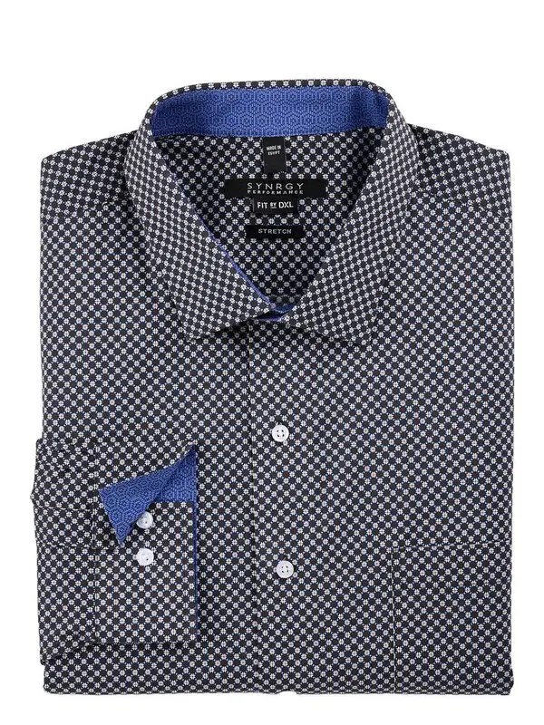 SYNRGY BY DXL Big & Tall Star Patterned Performance Dress Shirt - Multi